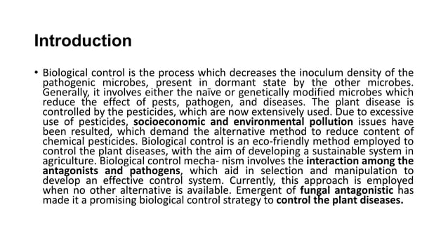 Role of fungi as biocontrol agents | PPTX