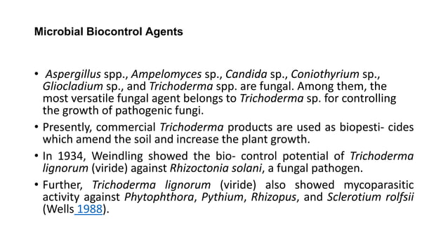 Role of fungi as biocontrol agents | PPTX