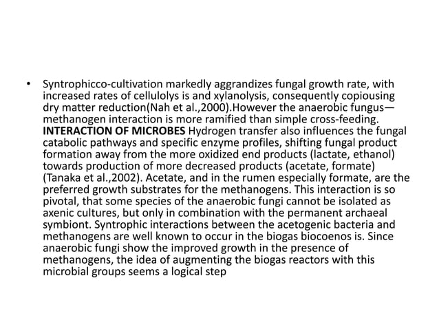 Role of fungi in biomethanation process | PPT