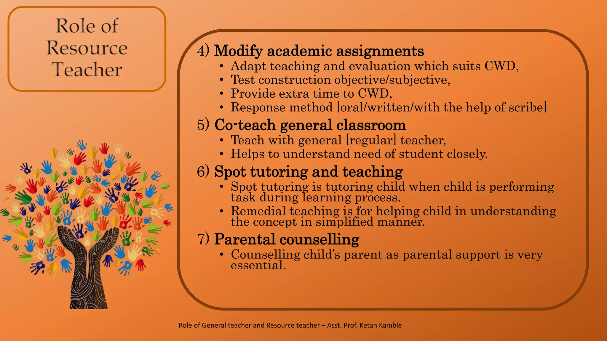 Role of general teacher and resource teacher | PPTX