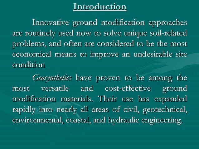 Role of geosynthetics in civil Engineering | PPT