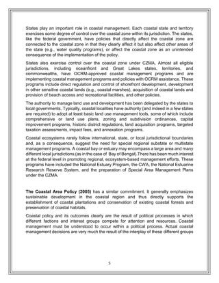 Role of government, coastal policy, czm act, of the coastal zone ...