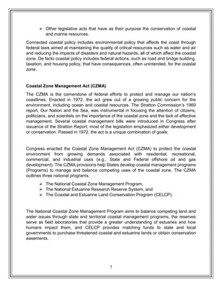Role of government, coastal policy, czm act, of the coastal zone ...