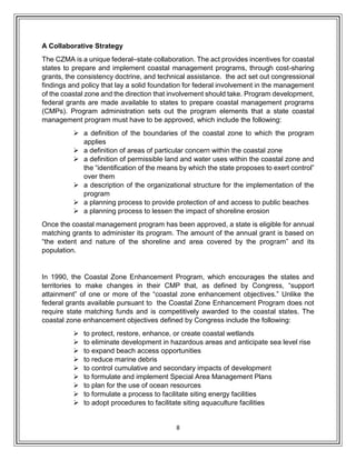 Role of government, coastal policy, czm act, of the coastal zone ...