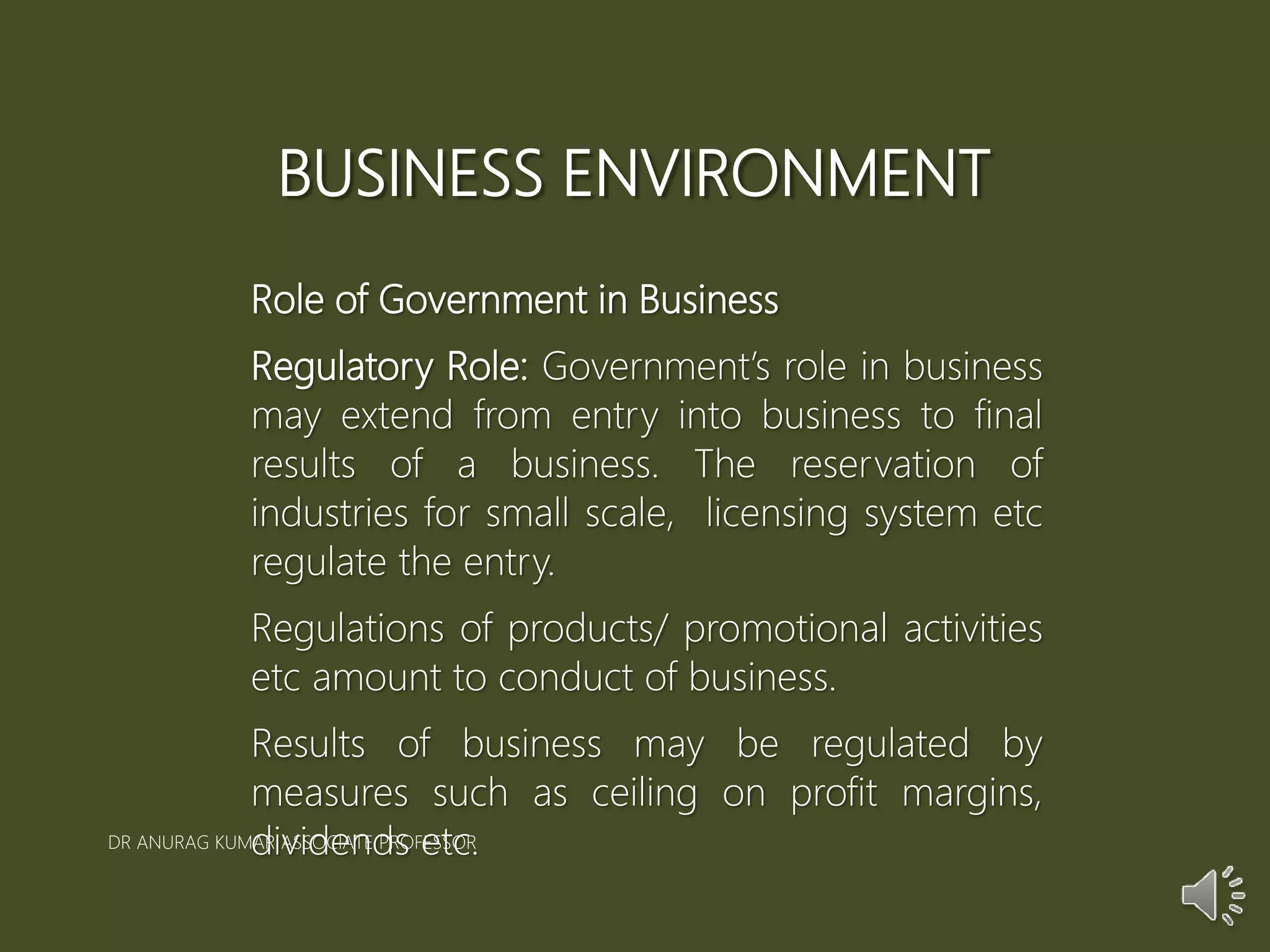 Role of government in business environment | PPTX