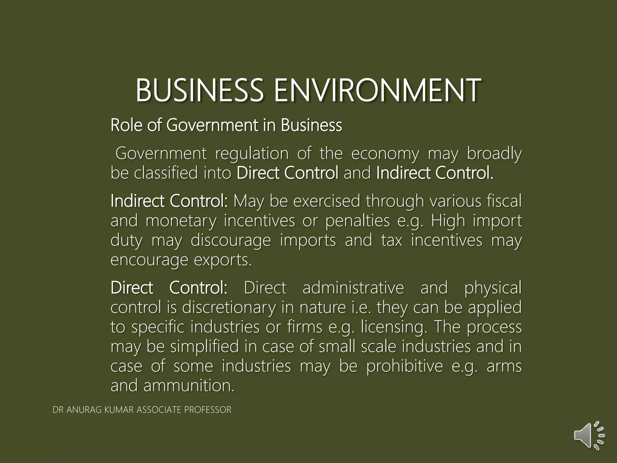 Role of government in business environment | PPTX