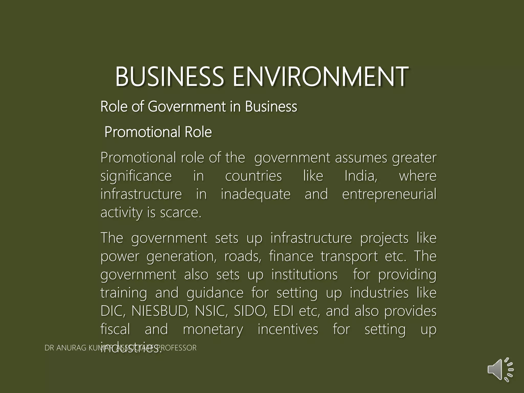 Role of government in business environment | PPTX