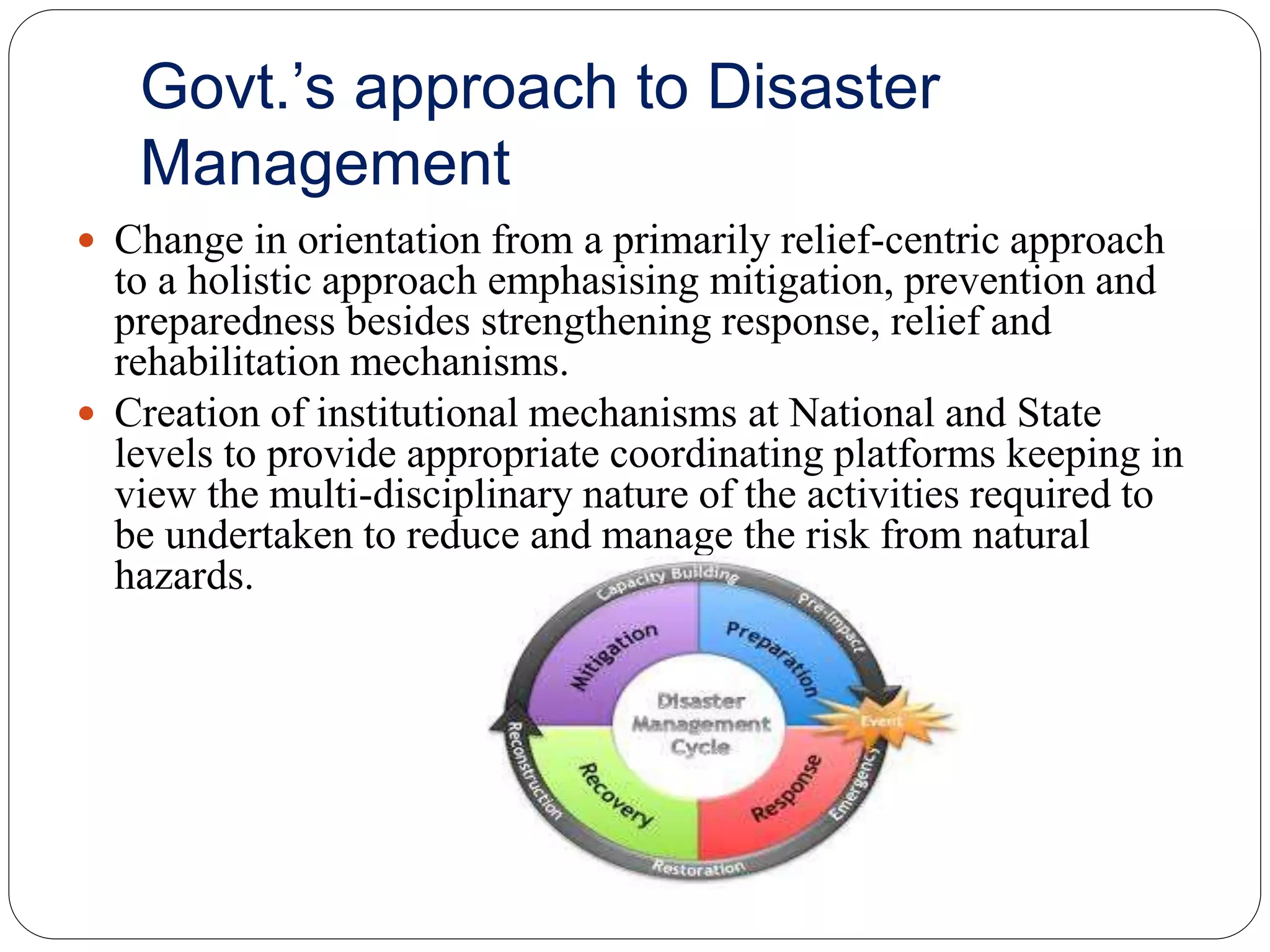 Role of government in disaster management at central tam 2013-20 | PPTX