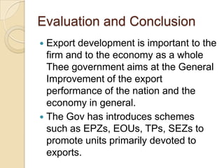 Role of government in export promotion | PPTX