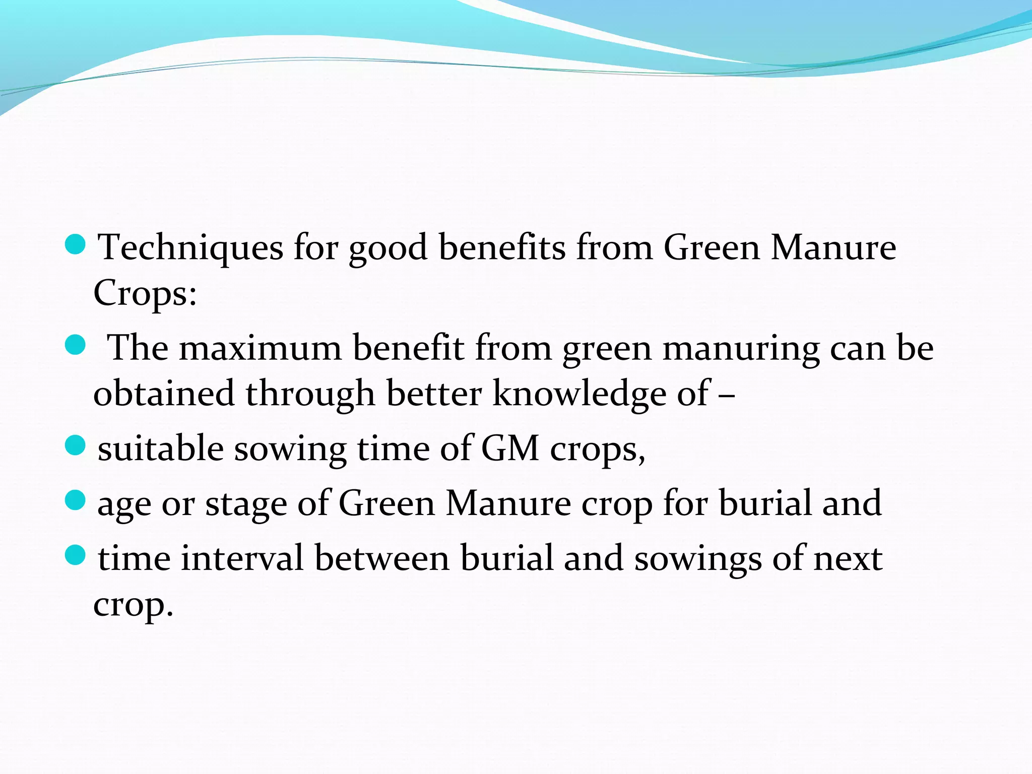 Role of green manure in organic farming | PPT