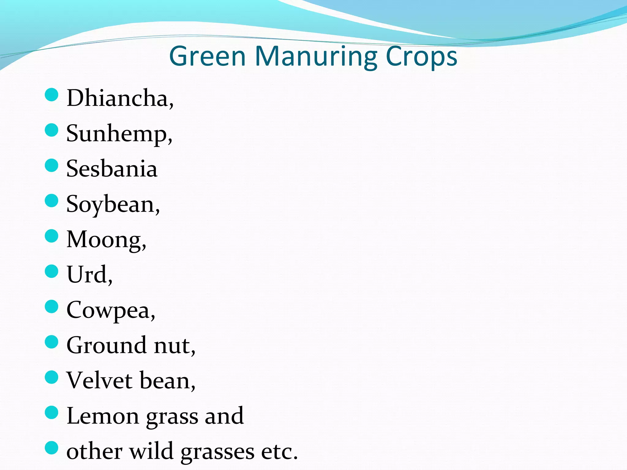 Role of green manure in organic farming | PPT
