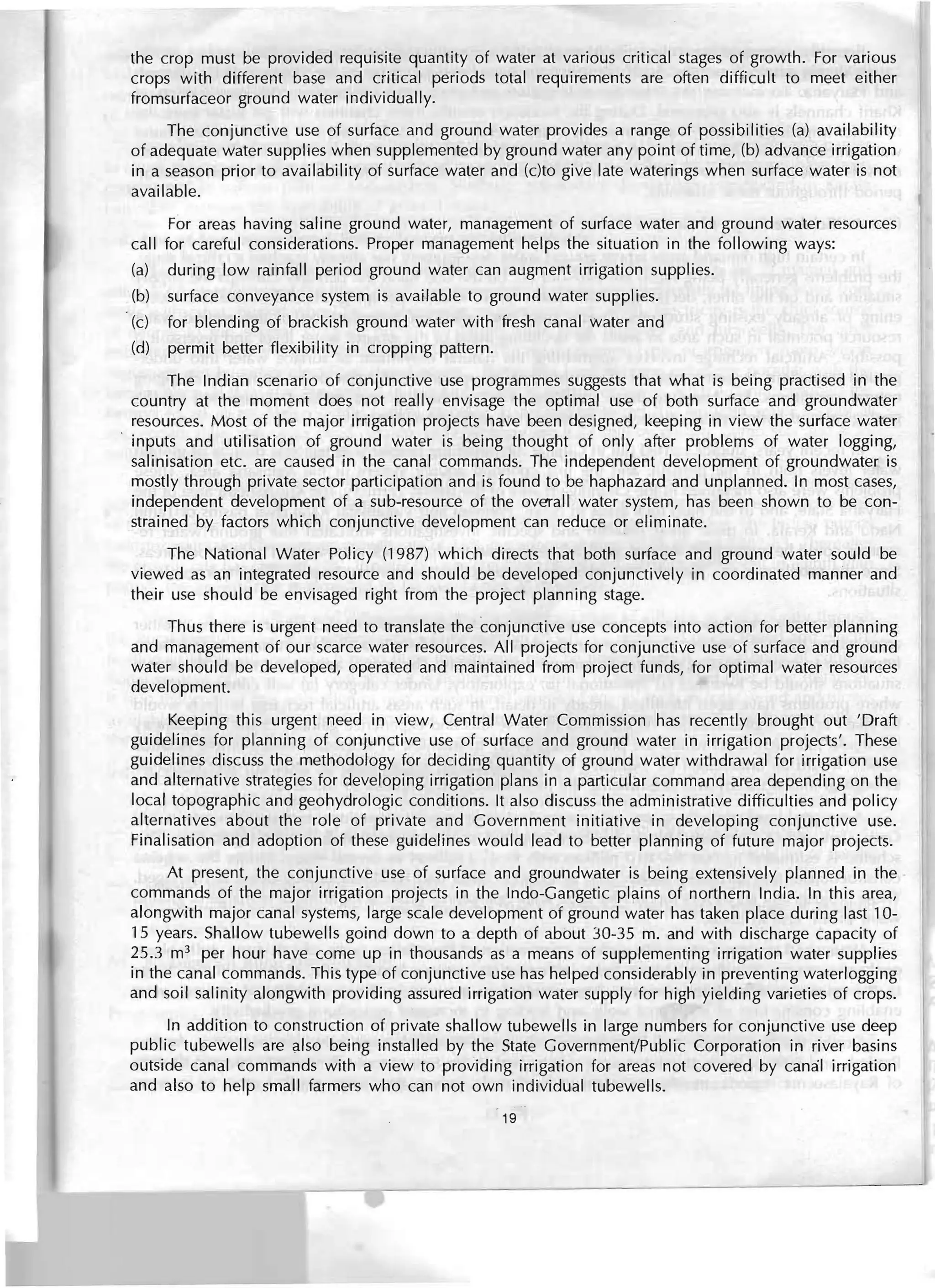 Role of groundwater and small dams in water resources development Water ...