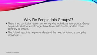 Role Of Groups In Organization | PPTX