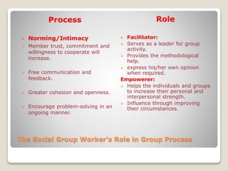 Role of group worker in group work process | PPTX