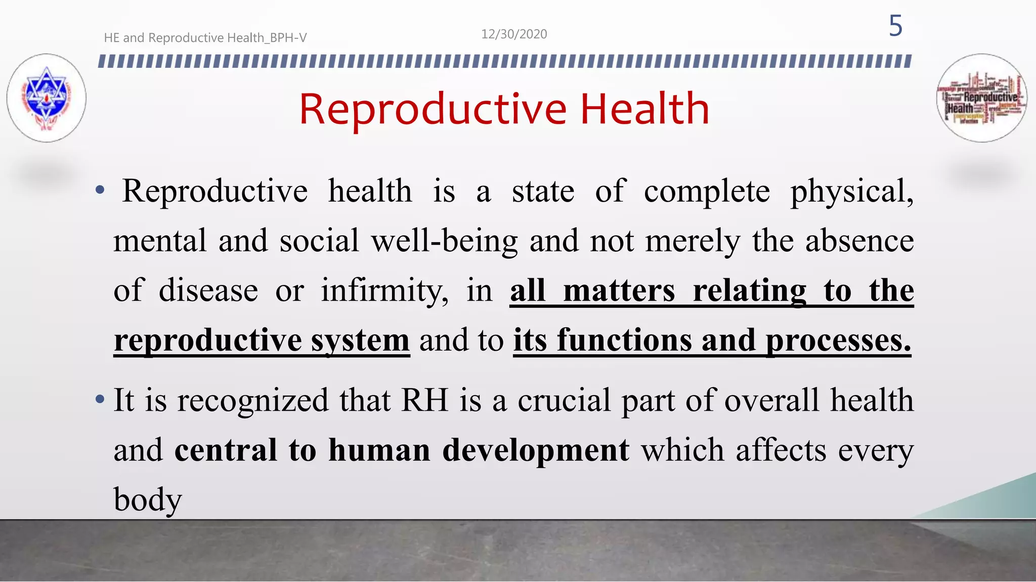 Role of health education in reproductive health | PPTX
