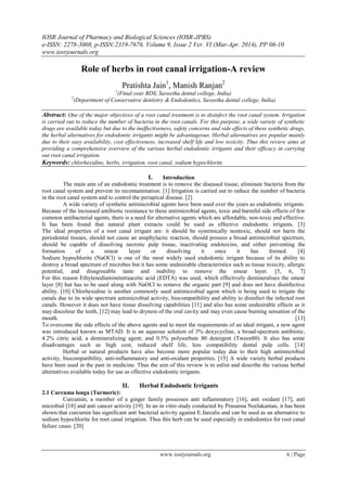 Role of herbs in root canal irrigation - A review | PDF