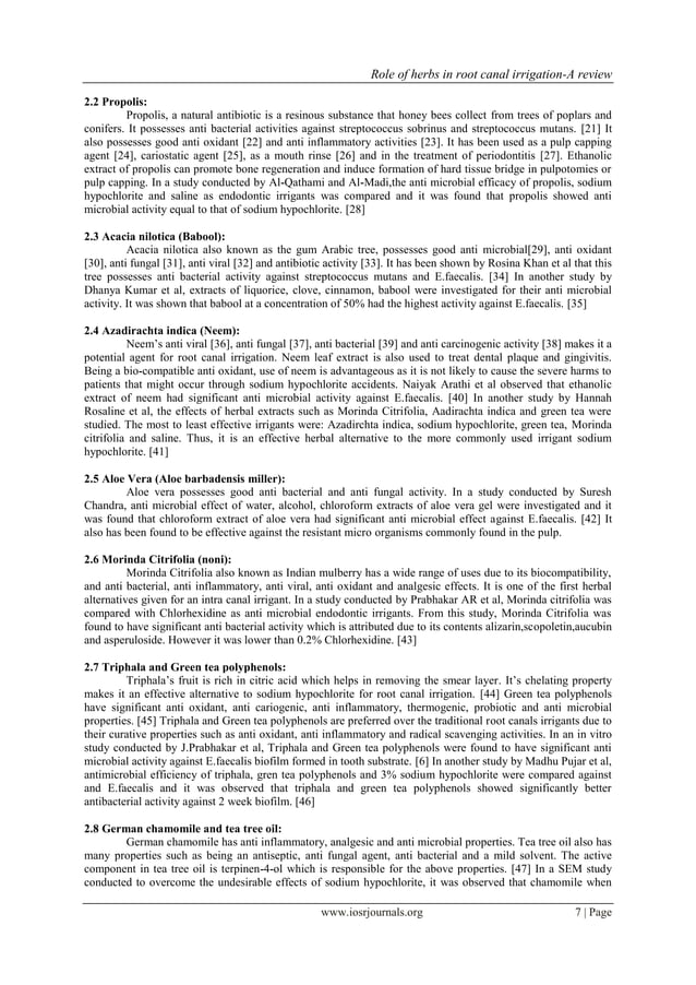 Role of herbs in root canal irrigation - A review | PDF