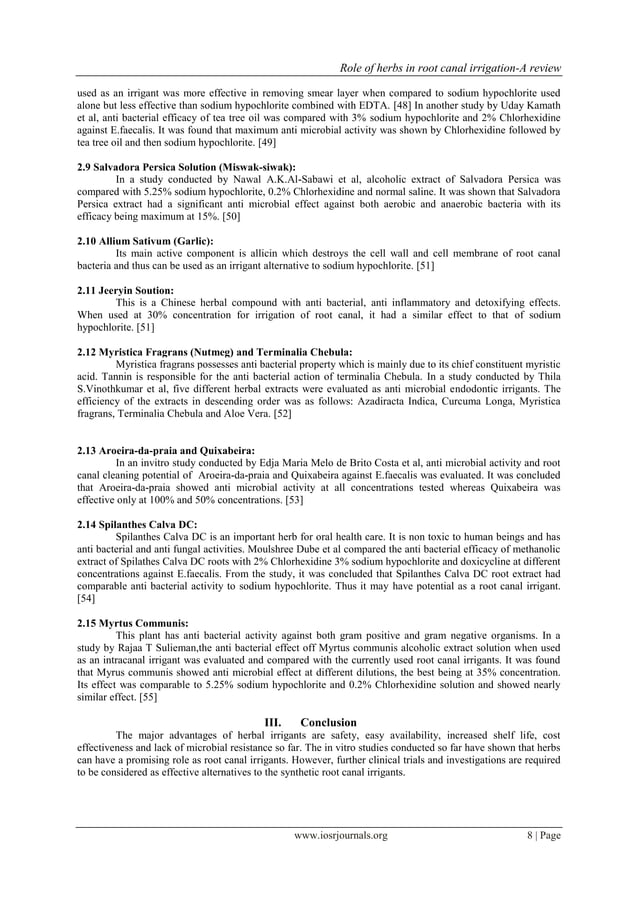 Role of herbs in root canal irrigation - A review | PDF