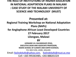 Role of higher education institutions in adaptation planning | PDF