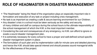 Role of Headmaster in Disaster Management - Najma Kazi | PPT