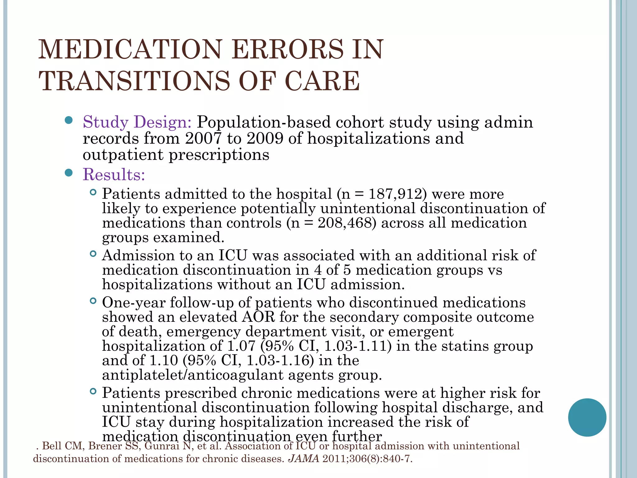 Role of hospital pharmacists in transitions of care | PPT