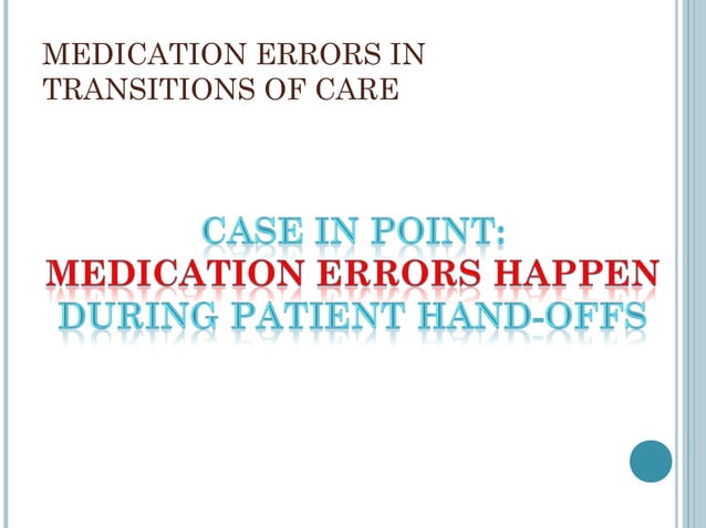 Role of hospital pharmacists in transitions of care | PPT
