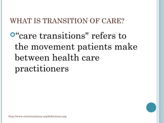 Role of hospital pharmacists in transitions of care | PPT