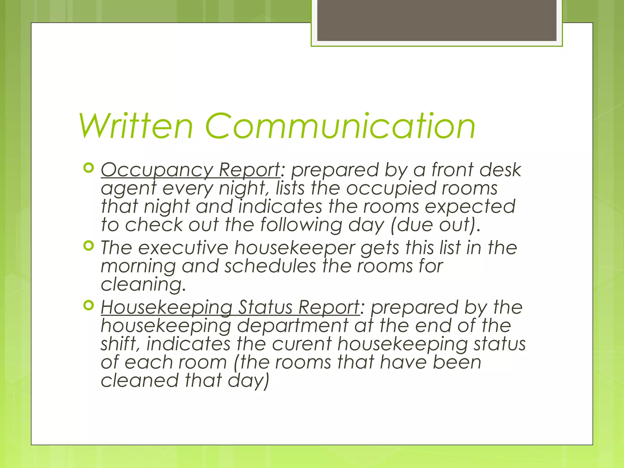 Role of housekeeping | PPT