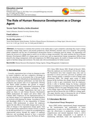 Role of hrd as a change agent | PDF