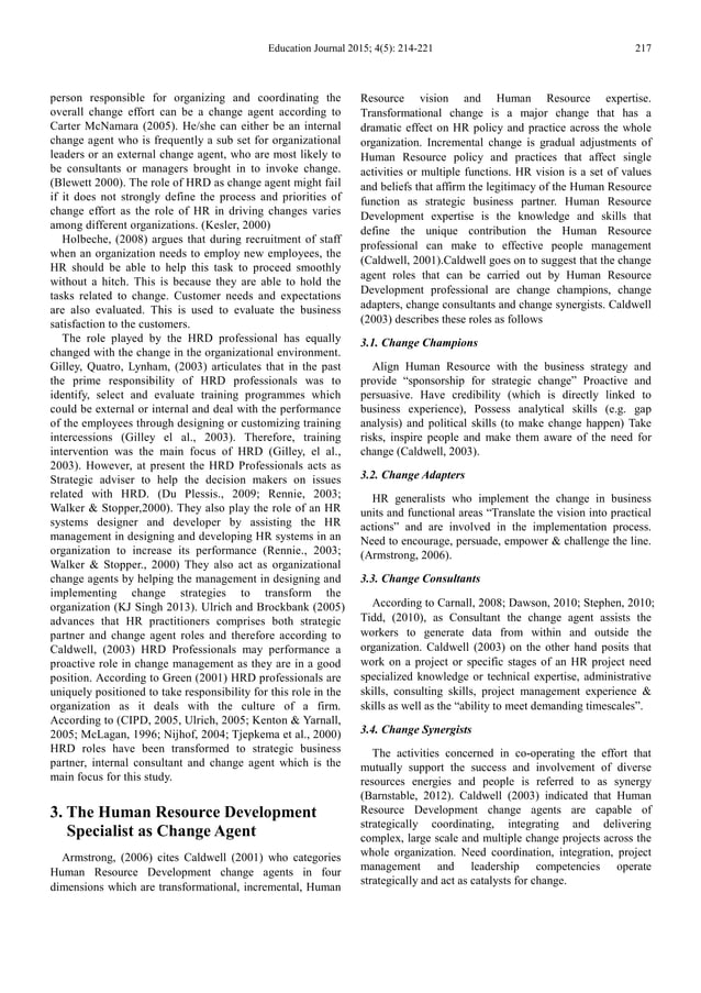 Role of hrd as a change agent | PDF