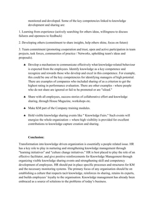Role of hr in knowledeg management final hard copy 2003 | DOC