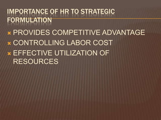 Role of hr in strategic formulation | PPT