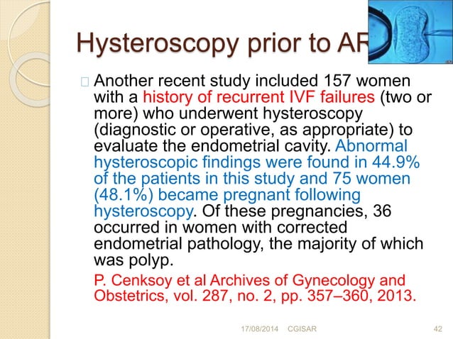 Role of hysteroscopy in Infertility, Dr Rajesh Gajbhiye | PPTX ...