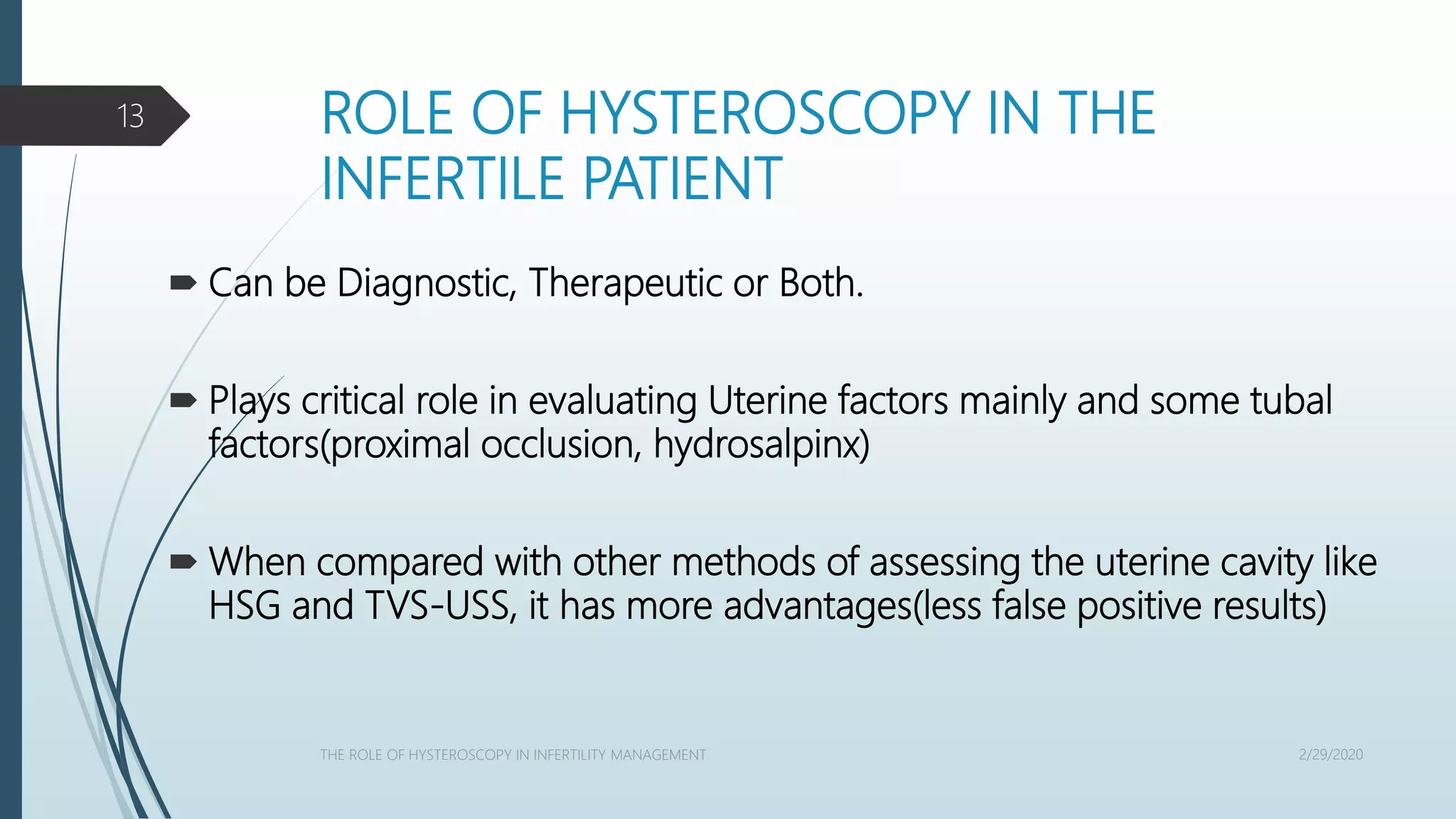 Role of hysteroscopy in infertility Management | PPTX