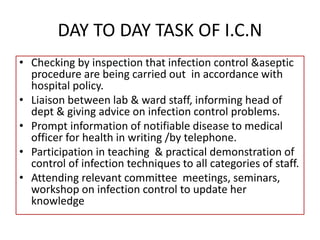 ROLE OF Infection control nurse.......... | PPTX