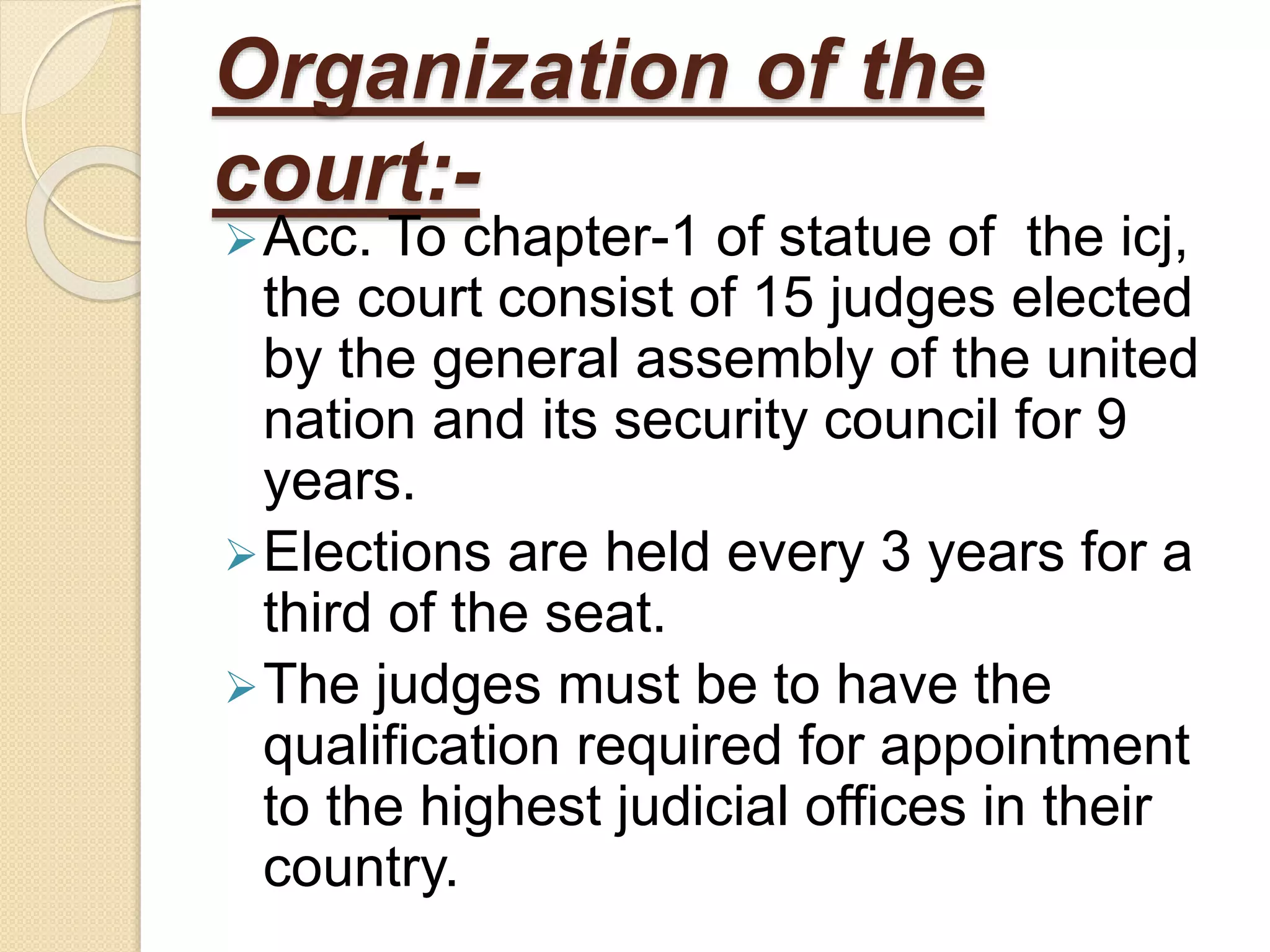 Role of icj in solving internation dispute | PPTX