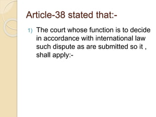 Role of icj in solving internation dispute | PPTX