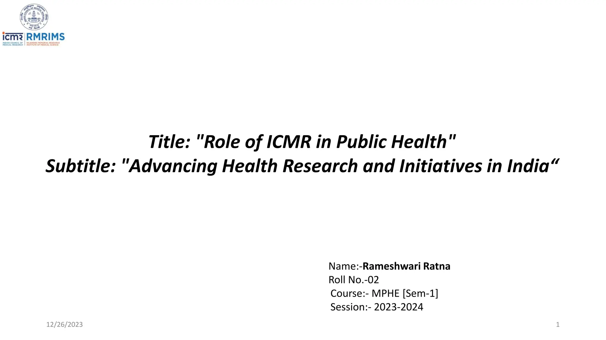 Role of ICMR in Public Health.pdf