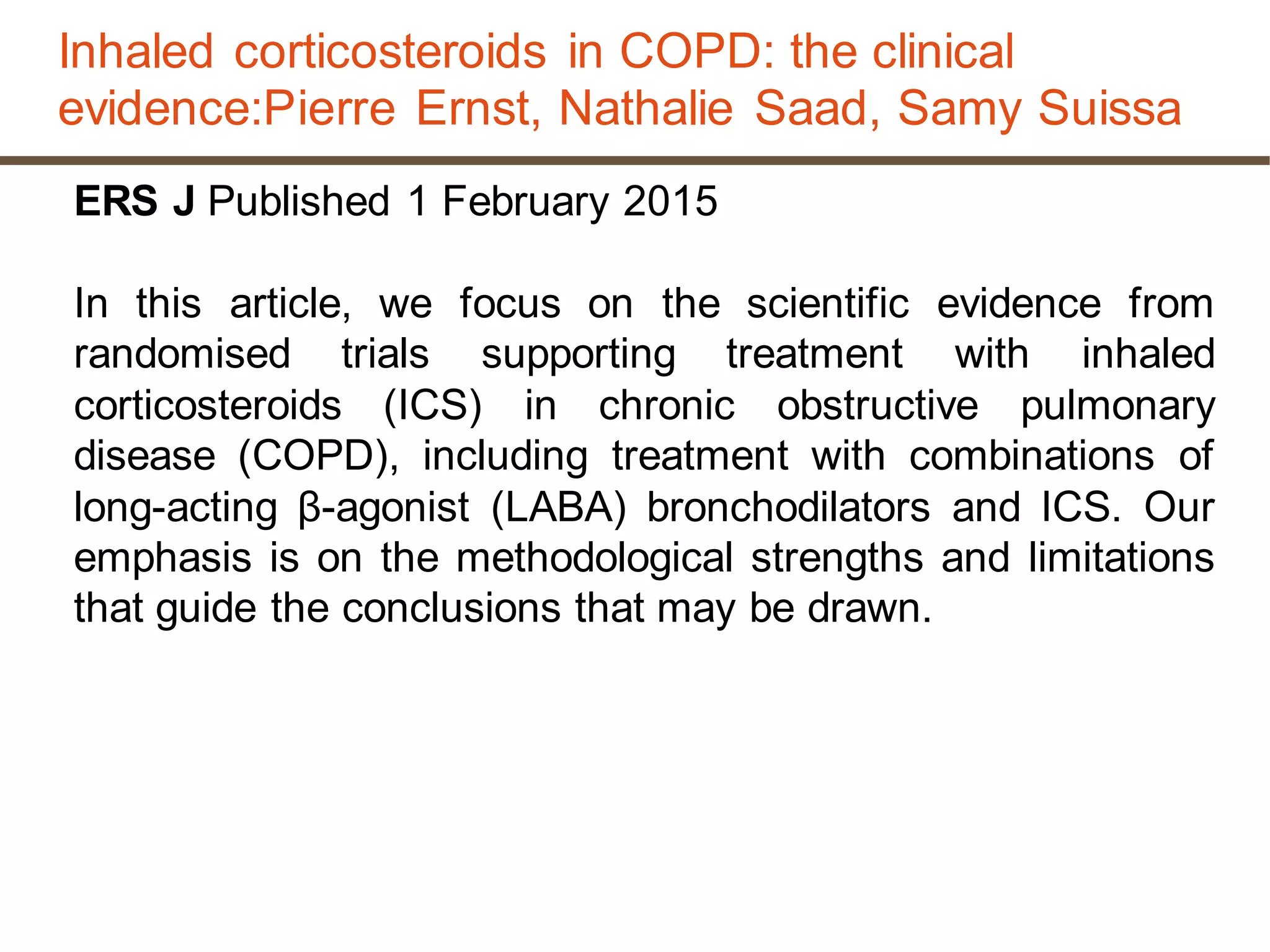 Role of ICS in Asthma and COPD | PDF