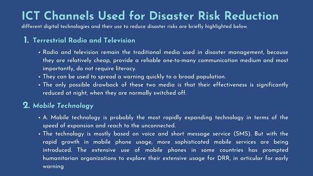 Role of ICT (information communication technology) in disaster ...