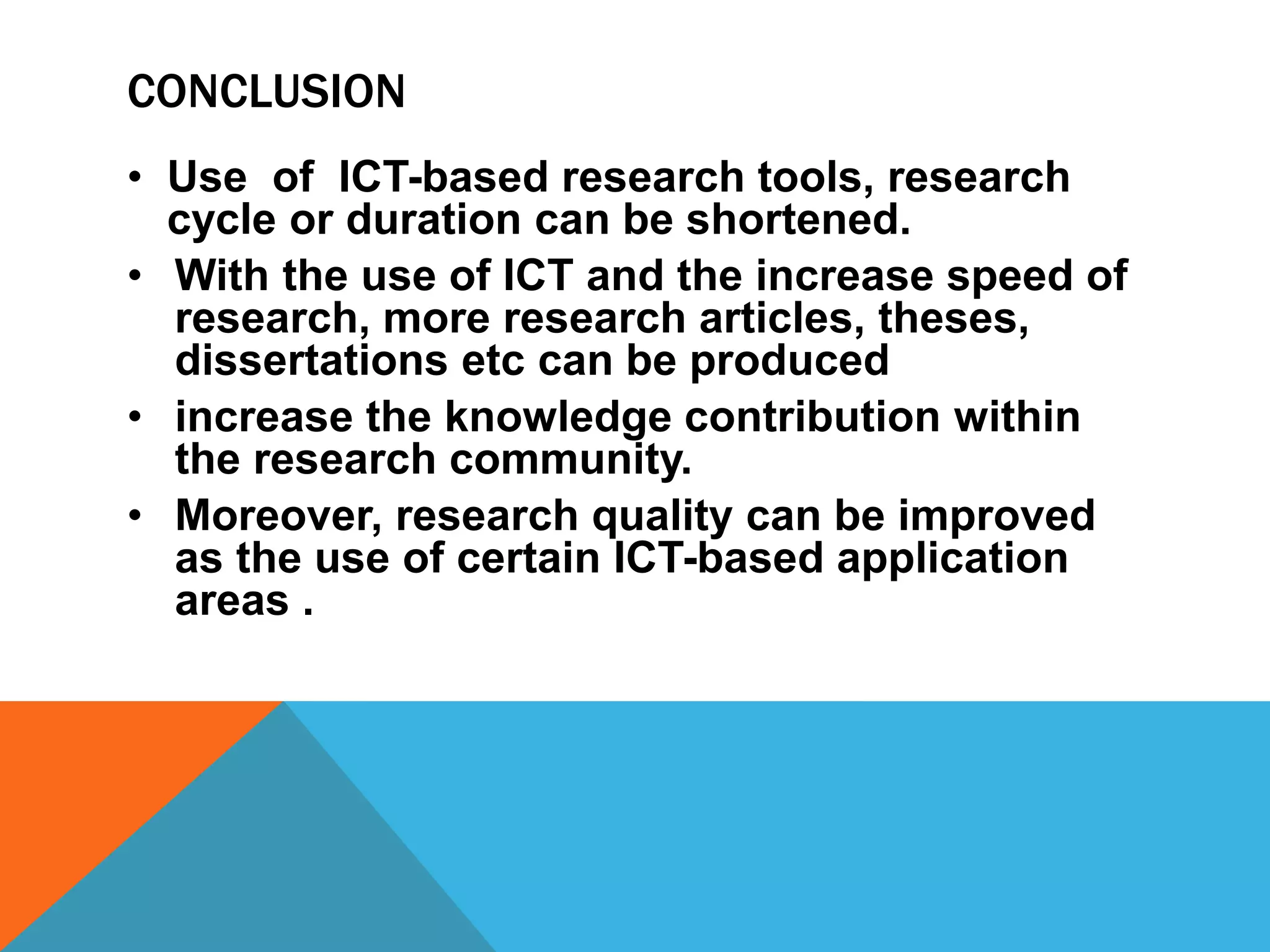 Role of ict in research | PPTX