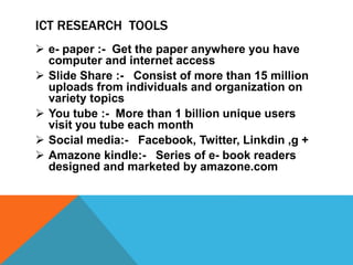 Role of ict in research | PPTX