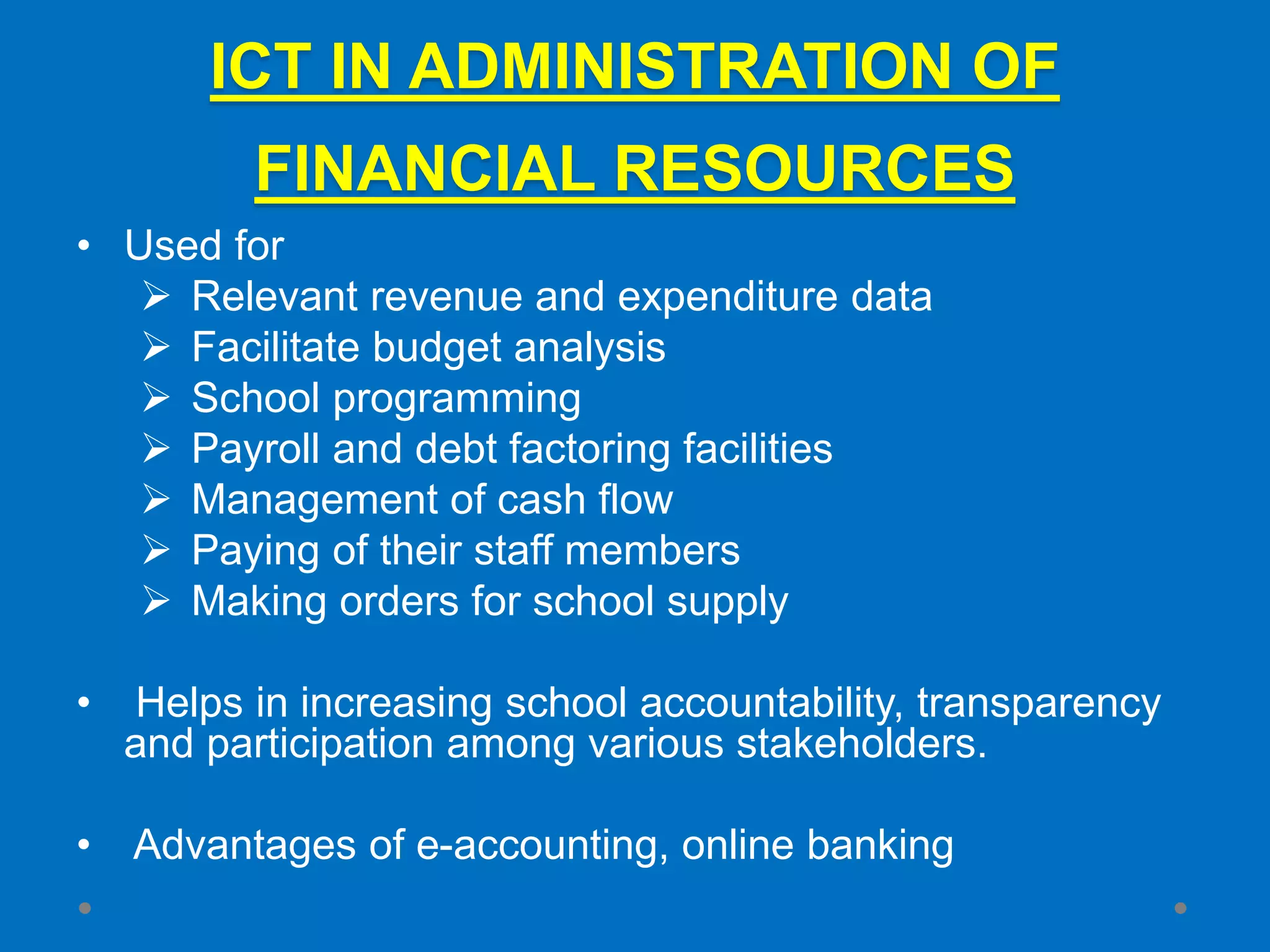 Role of ict in school administration | PPTX