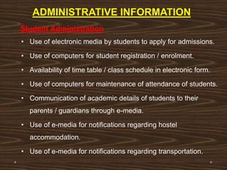Role of ict in school administration | PPTX