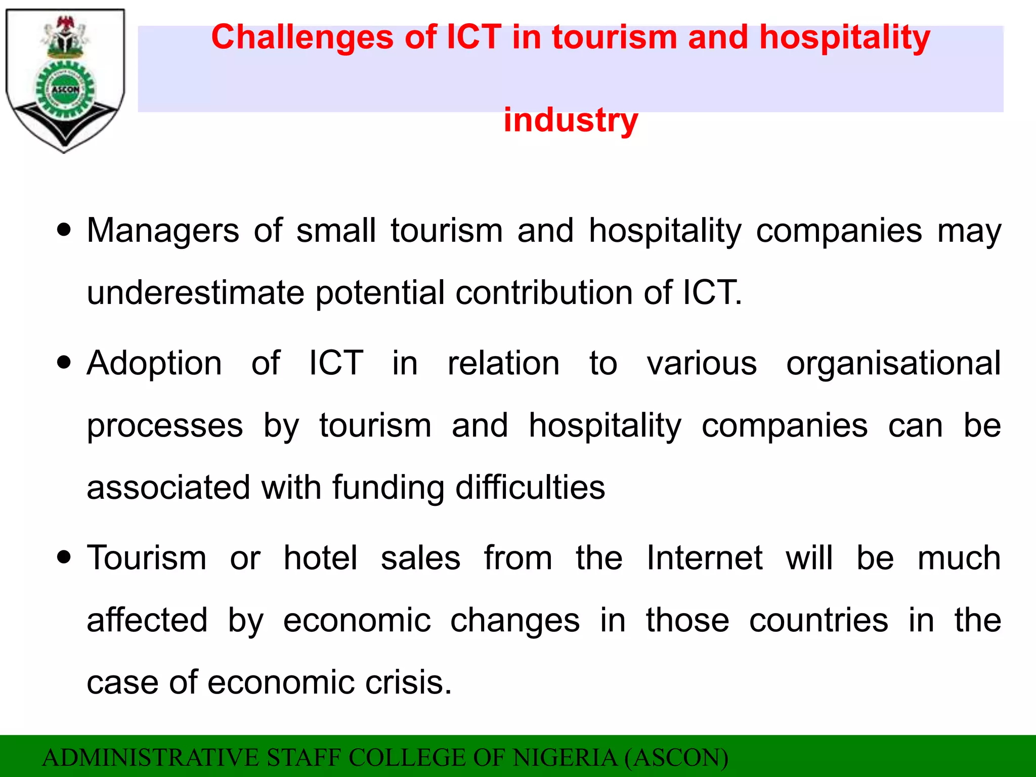 Role of ict in tourism and hospitality industry | PPTX