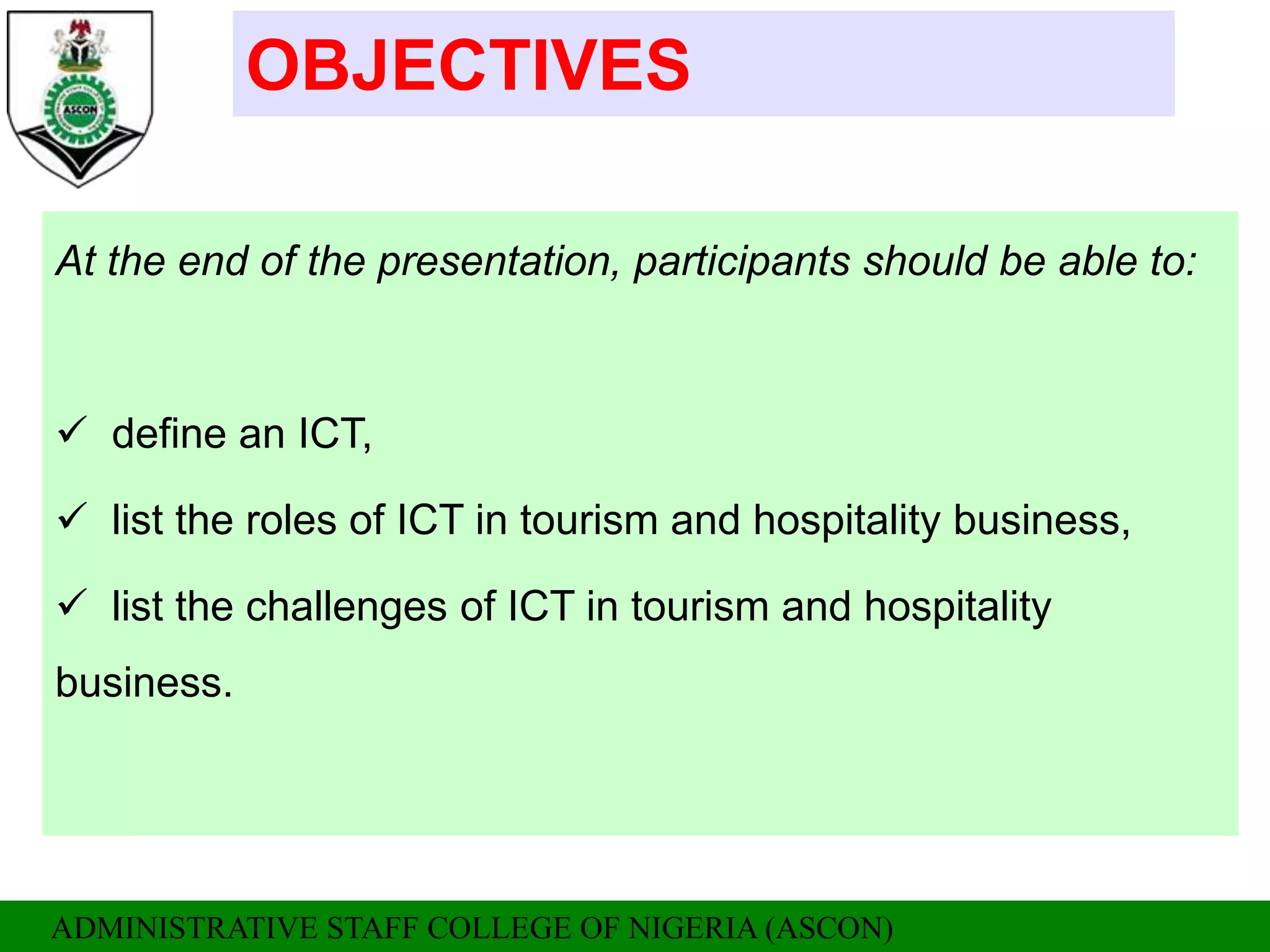 Role of ict in tourism and hospitality industry | PPTX