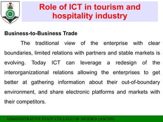 Role of ict in tourism and hospitality industry | PPTX