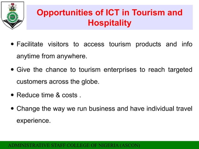 Role of ict in tourism and hospitality industry | PPTX