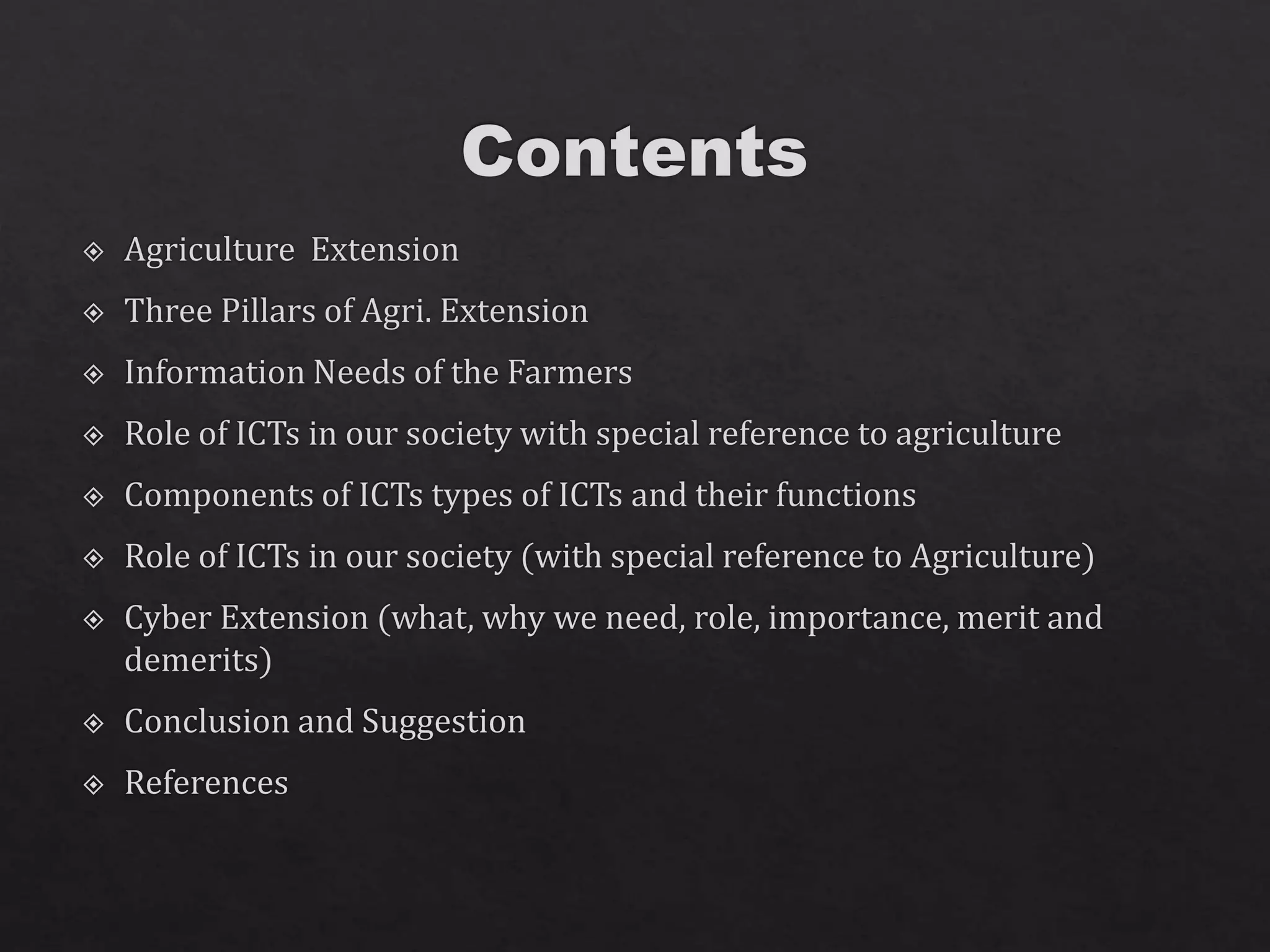 Role of icts in agri extension | PPTX