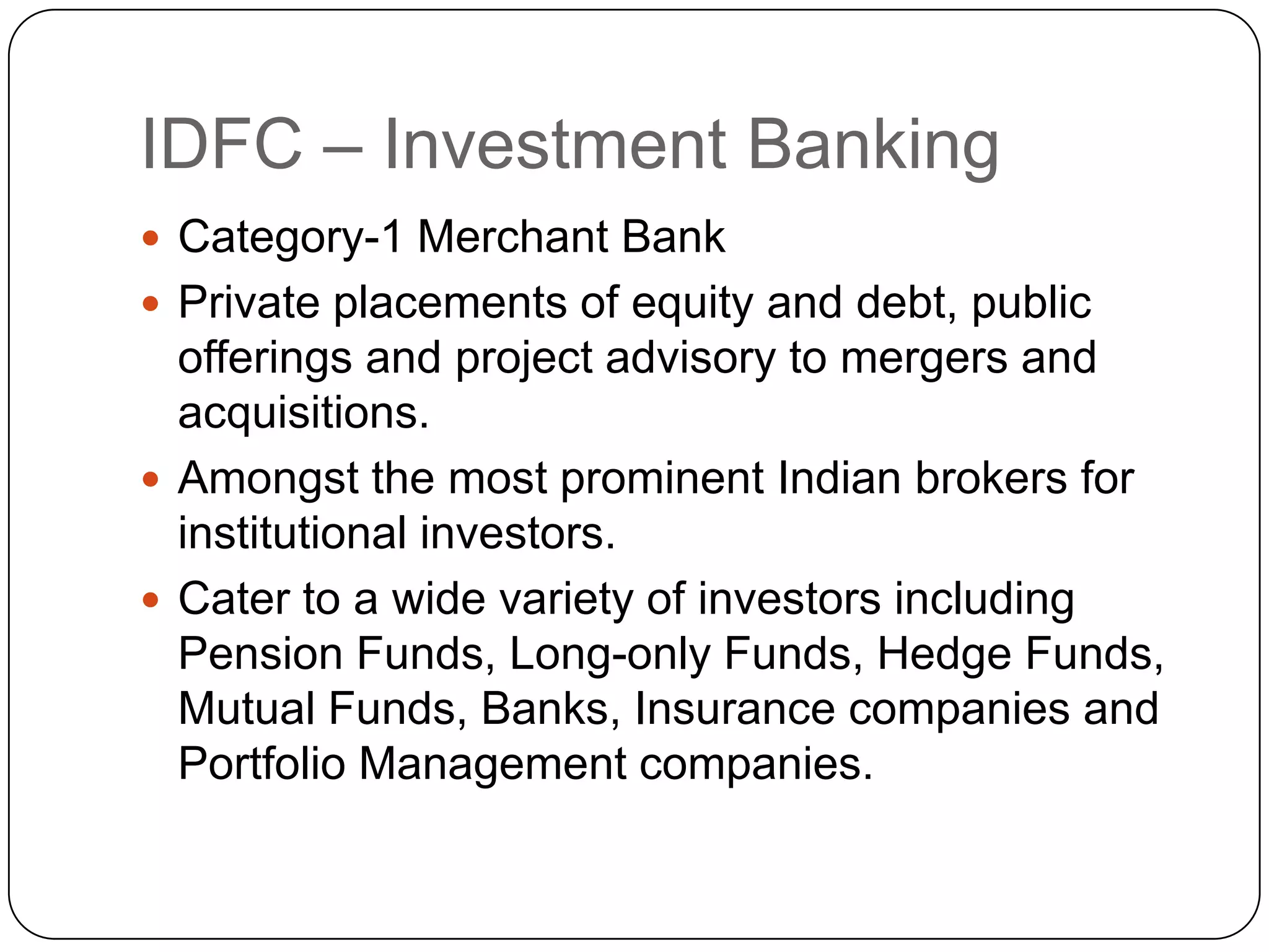 Role of idfc_in_infrastucture_finance | PPTX | Private Equity ...
